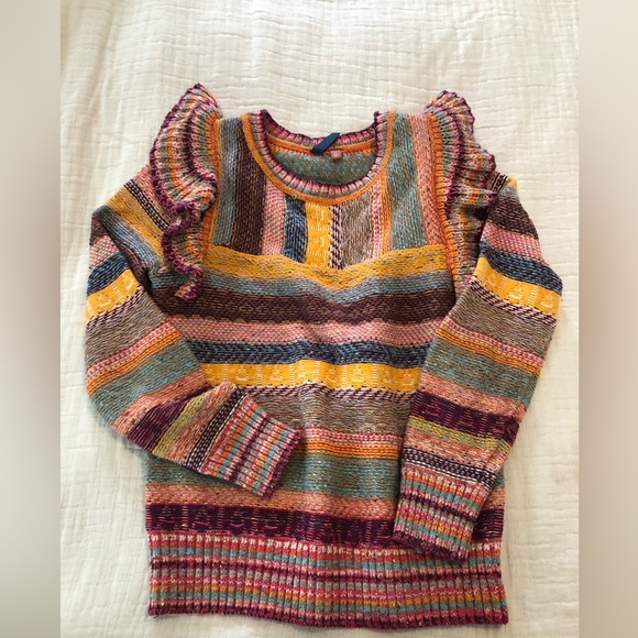 Pilcro | Sweaters | Pilcro Colorful Striped Sweater With Ruffle Details ...